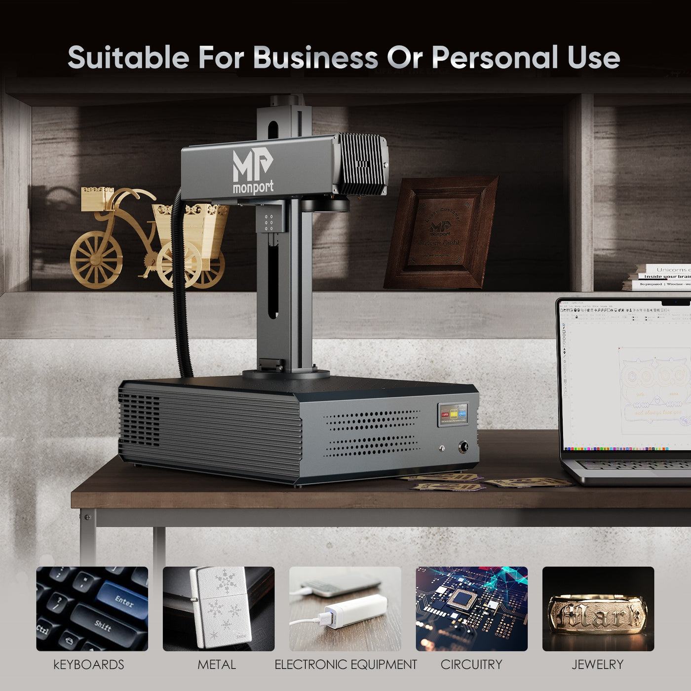 Monport GA 60W Upgraded Integrated MOPA Fiber Laser Engraver & Marking ...